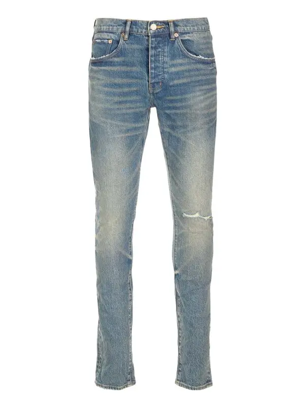 PURPLE BRAND Slim Tapered Jeans With Distressed Details - Gray