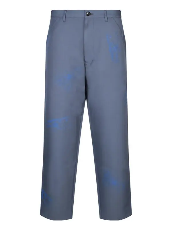 Comme Des Garçons Comme Des Garons Shirt Paint-detailed Trousers - Blue
