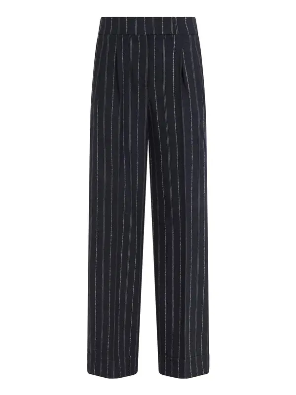 Peserico Pinstripe Wide-leg Tailored Trousers - Black