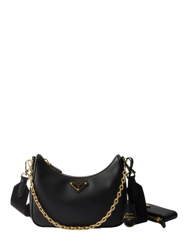 Prada Re-edition 2005 Zipped Shoulder Bag - Black