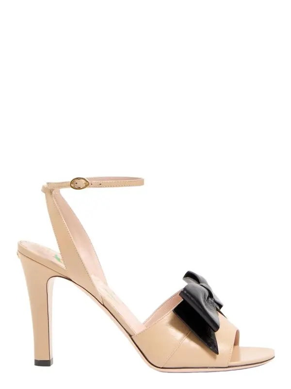 Valentino Garavani Kidskin Bow Detail Sandal 95mm - Sand-colored