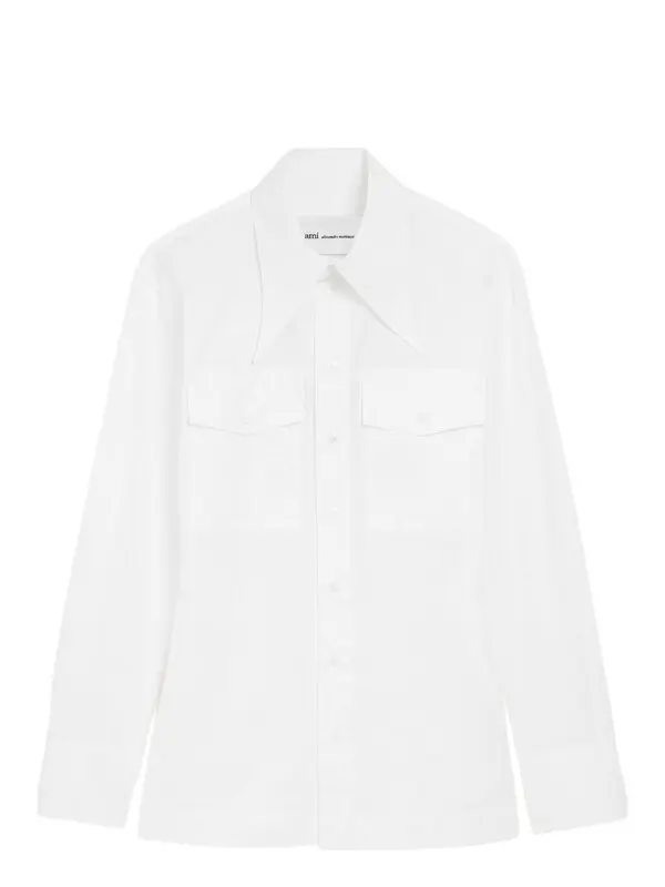Ami Pointed Collar Fitted Shirt - White
