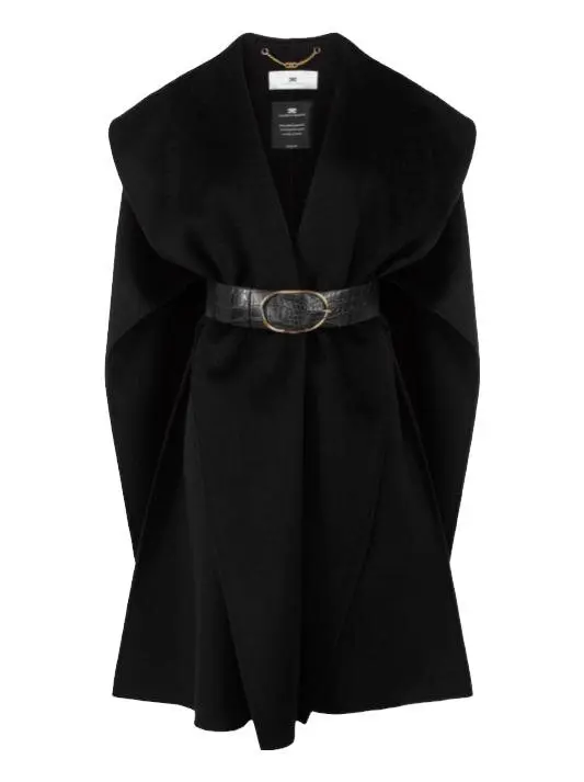 Elisabetta Franchi Belted Cape Coat - Black