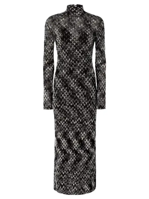 Missoni High-neck Long-sleeved Midi Dress - Black