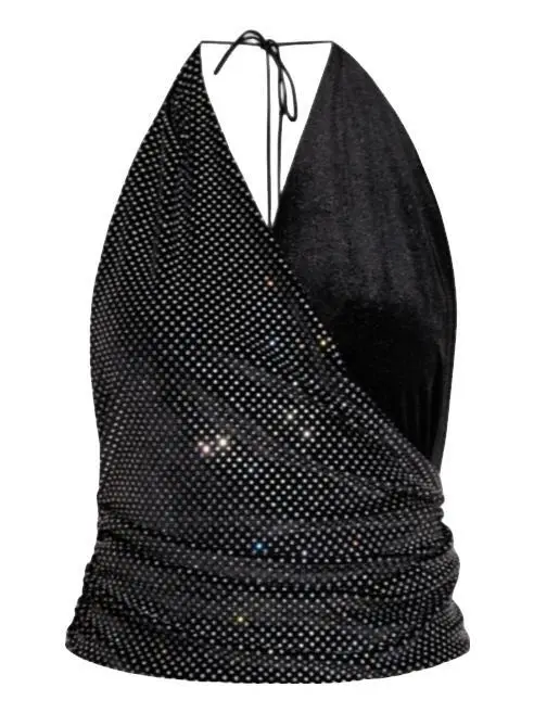 Balmain Embellished Open-back Halter Top - Black