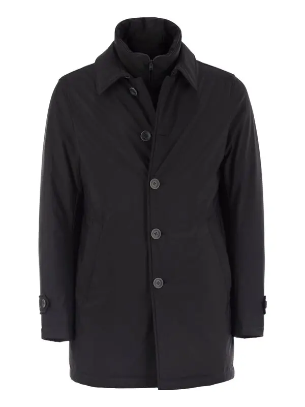 Herno Lapel Long-sleeved Coat With Side Pockets - Black