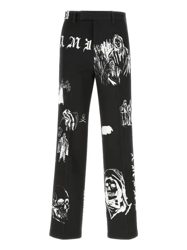 Amiri Graphic Print Straight Leg Trousers - Black