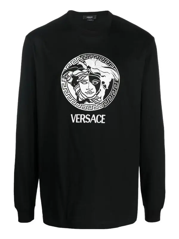 Versace Logo-print Cotton T-shirt - Black