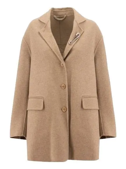 Ermanno Scervino Single-breasted Coat With Safety Pin Detail - Nude