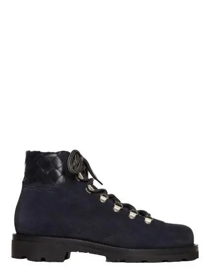 SCAROSSO Catherine Round-toe Lace-up Boots - Navy Blue