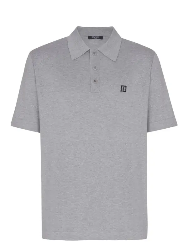 Balmain Embroidered Short-sleeve Polo Shirt - Grey