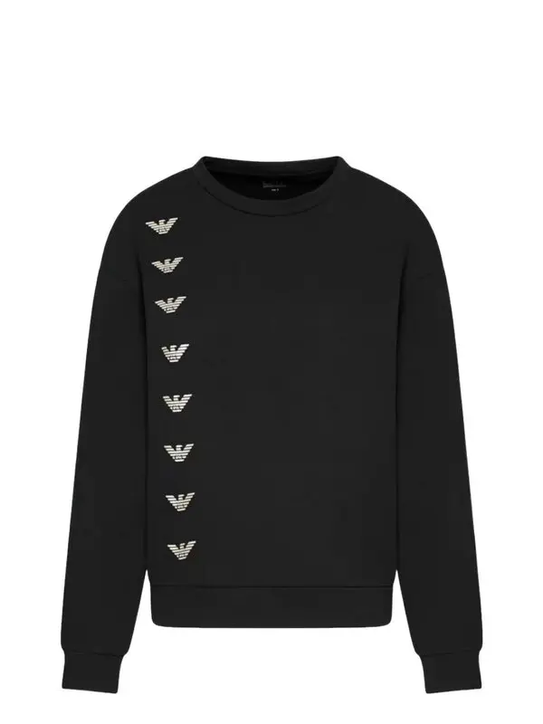 EA7 Logo Print Crew Neck Sweatshirt - Black