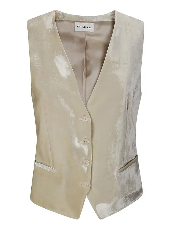P.a.r.o.s.h Velvet Gilet - Nude