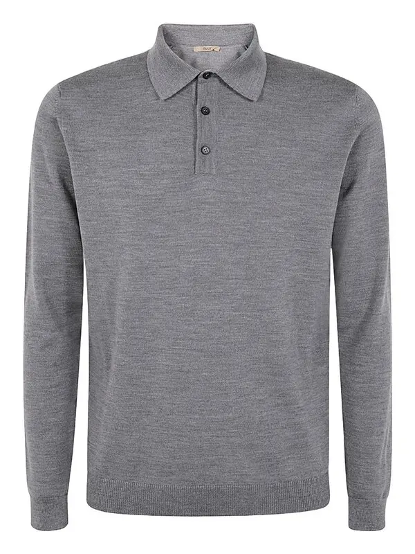 NUUR Long-sleeved Polo Sweater - Gray