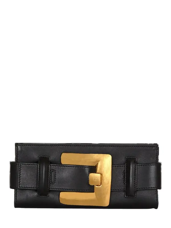 Balmain Anthem Calfskin Leather Clutch - Black