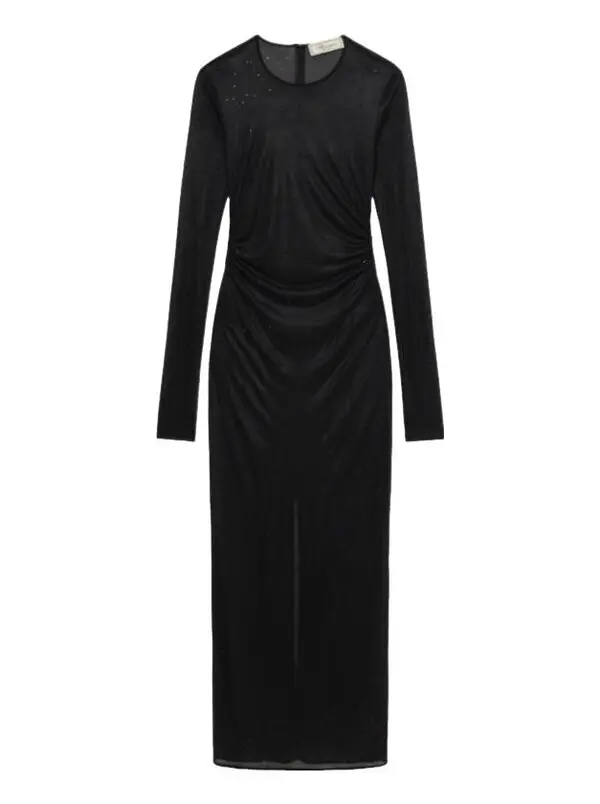 Blumarine Sheer Embellished Long Sleeve Maxi Dress - Black