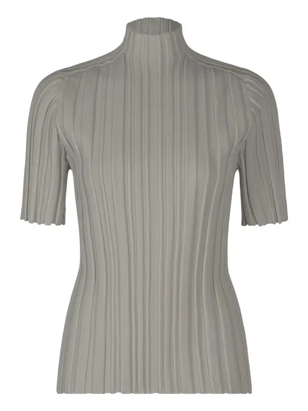 PLEATS PLEASE BY ISSEY MIYAKE Ribbed Knit Turtleneck Sweater - Grey