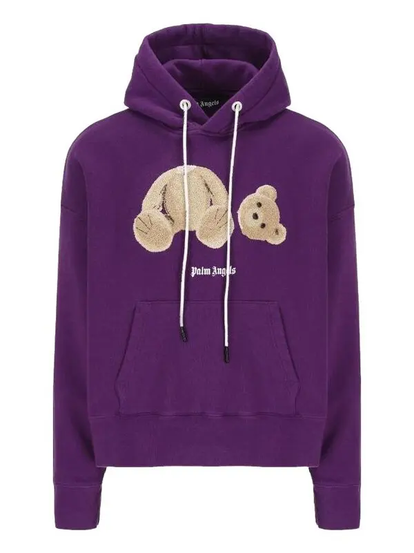 Palm Angels Teddy Bear Logo Hoodie - Purple
