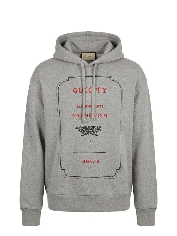 Gucci Printed Hooded Hoodie - Grey