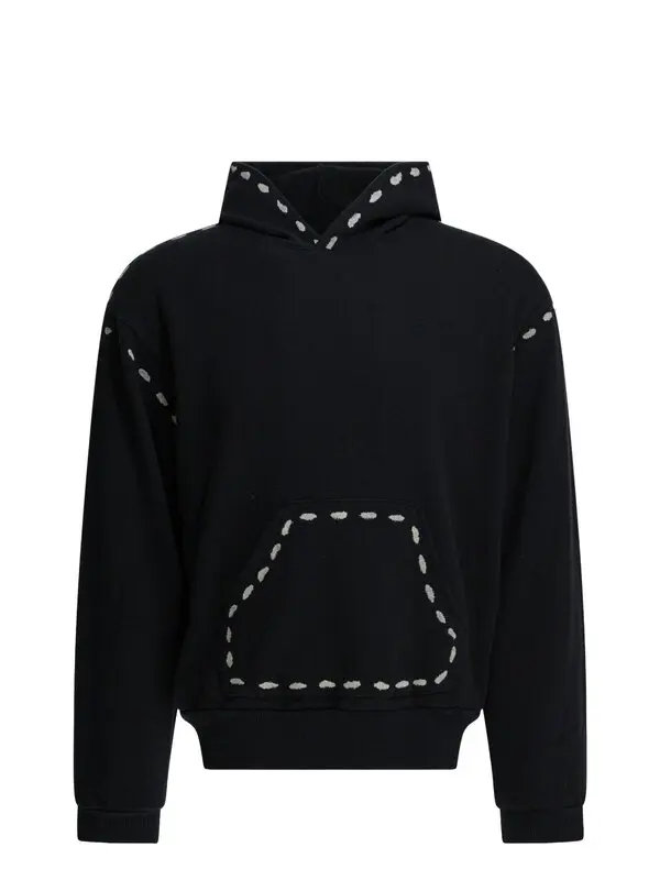 Kapital Long-sleeved Hooded Sweatshirt With Contrast Stitching - Black