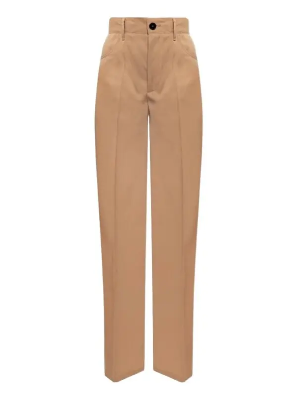 JIL SANDER High Waisted Pleated Wool Trousers - Nude