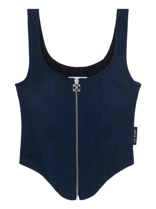 Off-White Corset Top With Zip Closure - Iris Blue