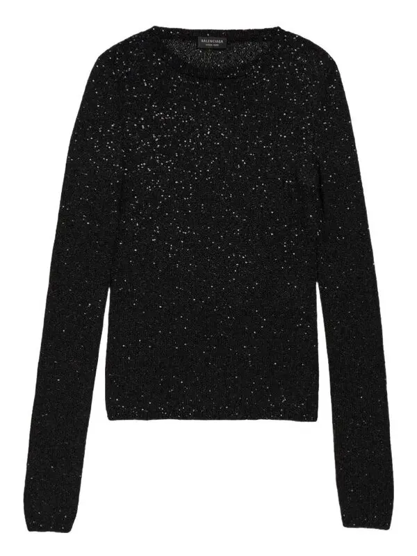 Balenciaga Sequined Long-sleeve Top - Black