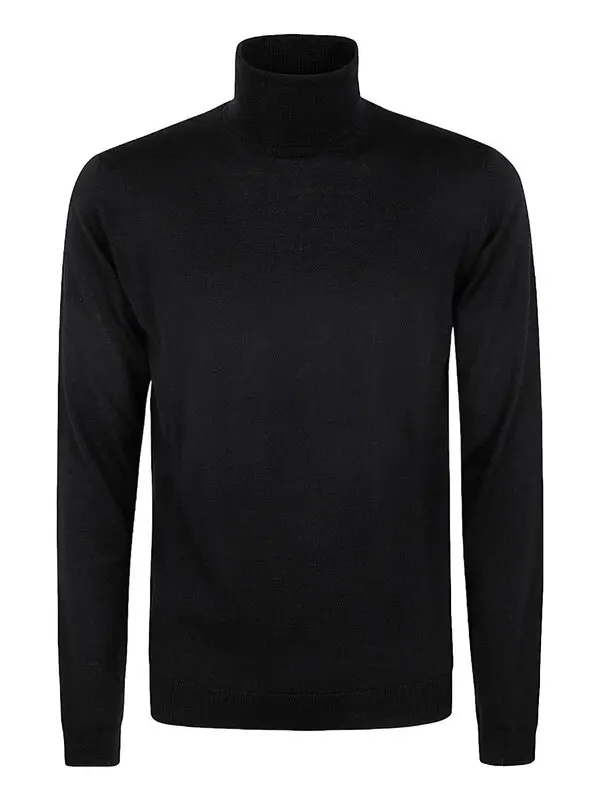 NUUR Ribbed Trim Turtleneck Sweater - Black