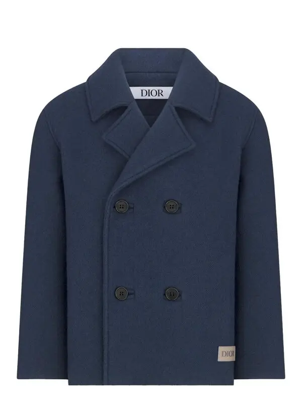 Dior Peacoat In Alpaca With Leather Patch - Navy Blue