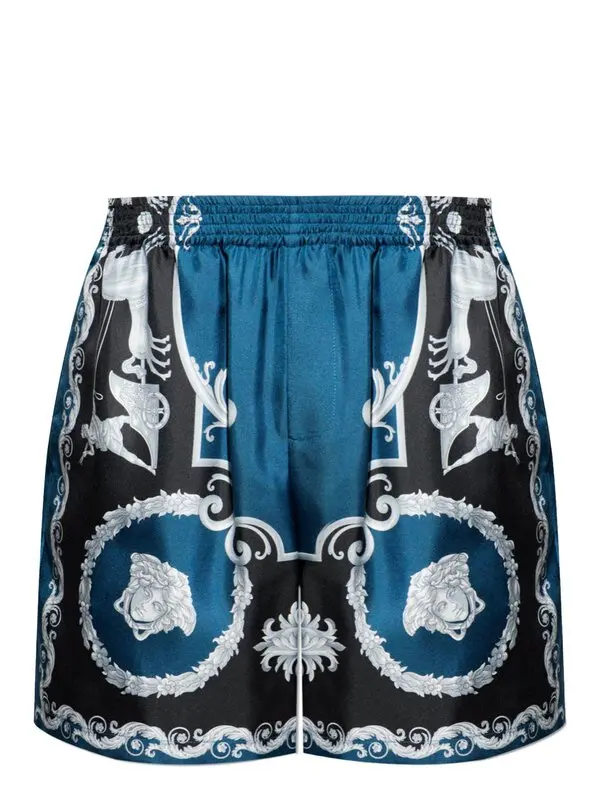 Versace Pattern-printed Elasticated Waistband Shorts - Navy Blue