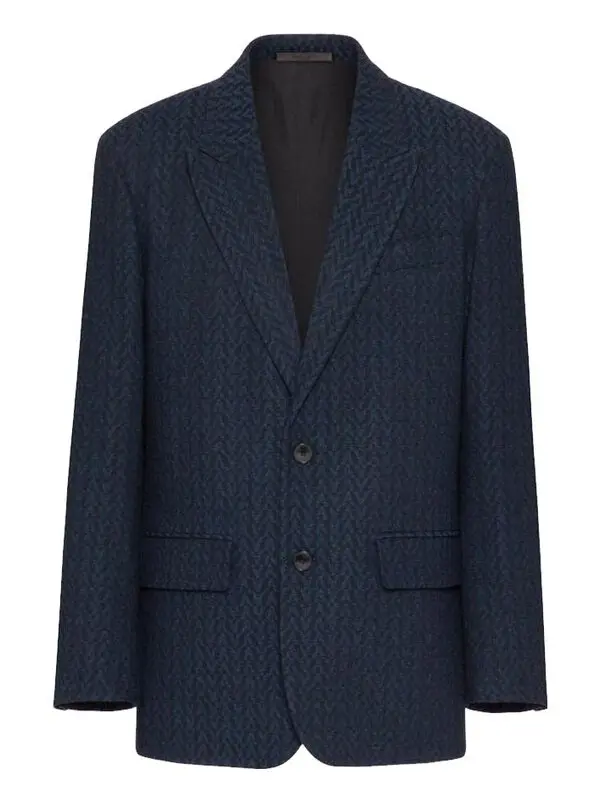 Valentino Garavani Optical Motif Detailed Tailored Jacket - Black