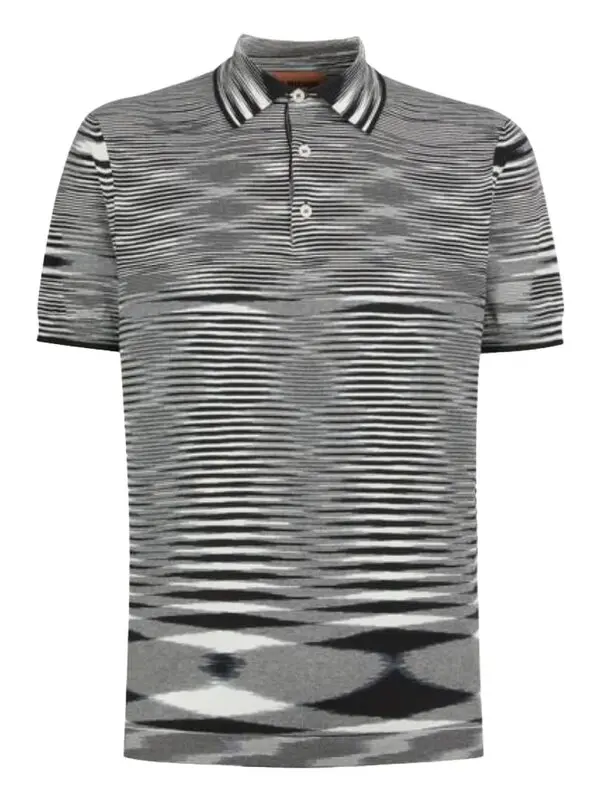 Missoni Striped Short-sleeved Polo Shirt - Gray