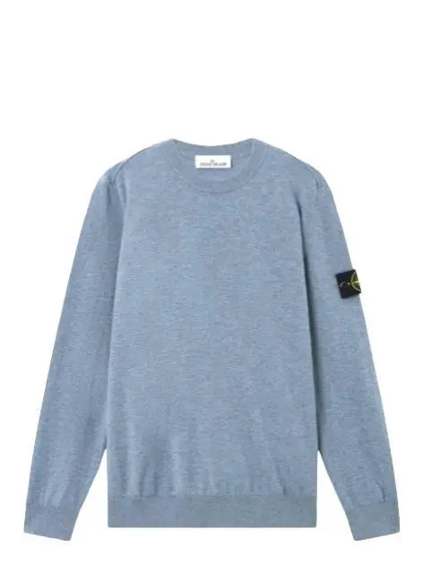 Stone Island Compass Patch Crew Neck Jumper - Avio Blue