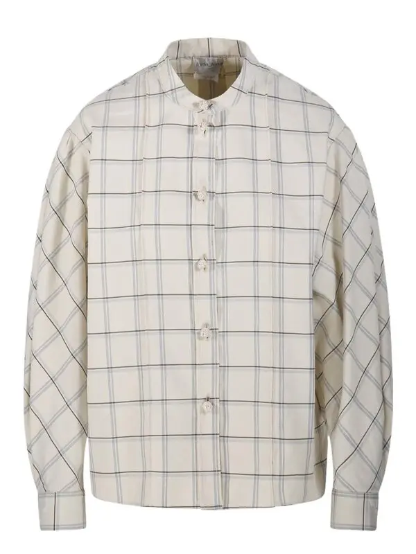 FORTE_FORTE Long Sleeve Checkered Shirt - White