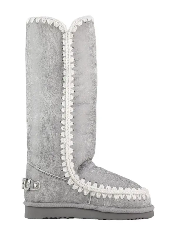 Mou Logo Embellished Knee-high Boots - Gray