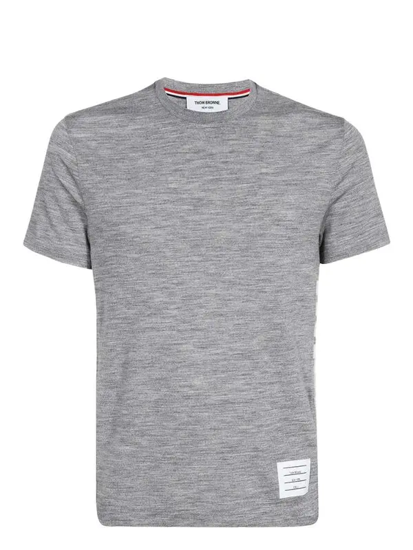 Thom Browne Logo Patch Crewneck T-shirt - Light Grey