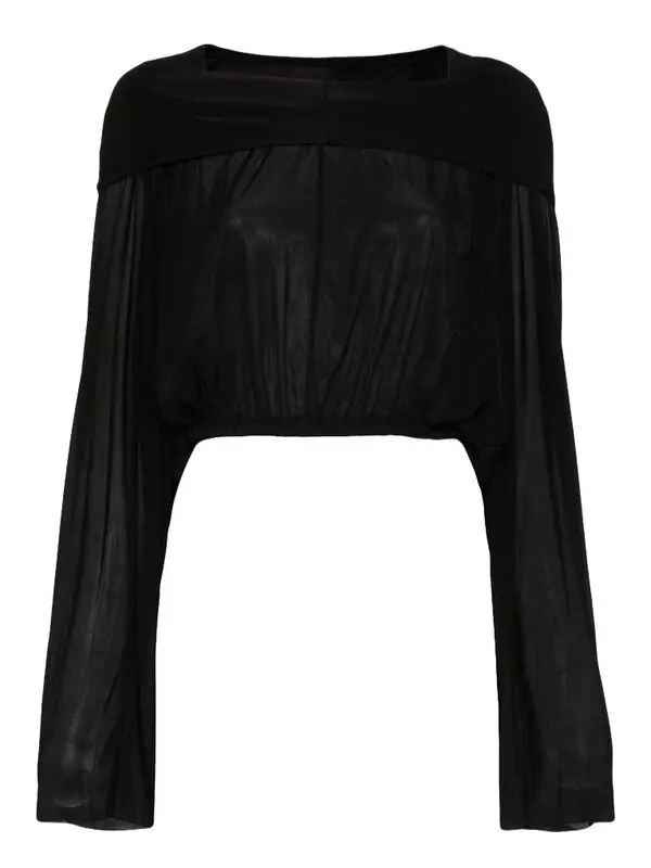 Rick Owens Cropped Hooded Tunic Sweater - Black