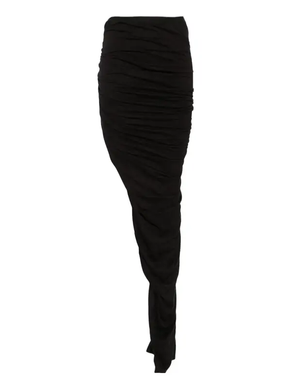 Rick Owens Soft Edfu Ruched Maxi Skirt - Black