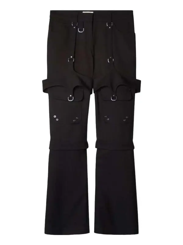 Off-White Buckle Detailed Wide Leg Pants - Black