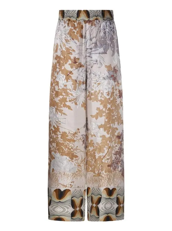 PIERRE-LOUIS MASCIA Floral-print Wide-leg Trousers - Nude