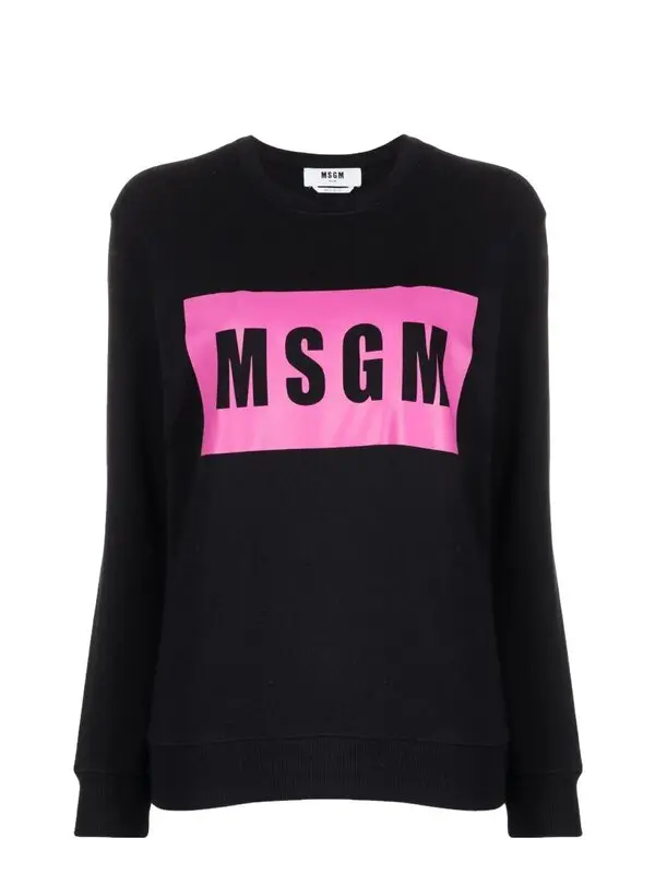 MSGM Logo Print Cotton Sweatshirt - Black