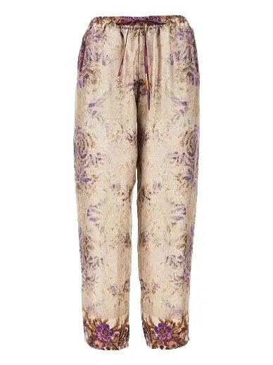 PIERRE-LOUIS MASCIA Printed Drawstring Casual Pants - Nude