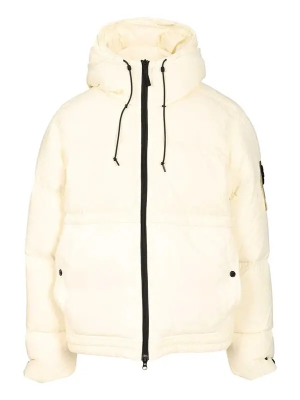 Stone Island Drawstring Hooded Puffer Jacket - Ivory