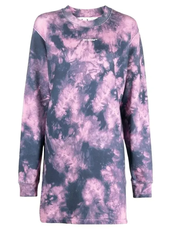 Off-White Tie-dye Arrow Sweatshirt Dress - Purple