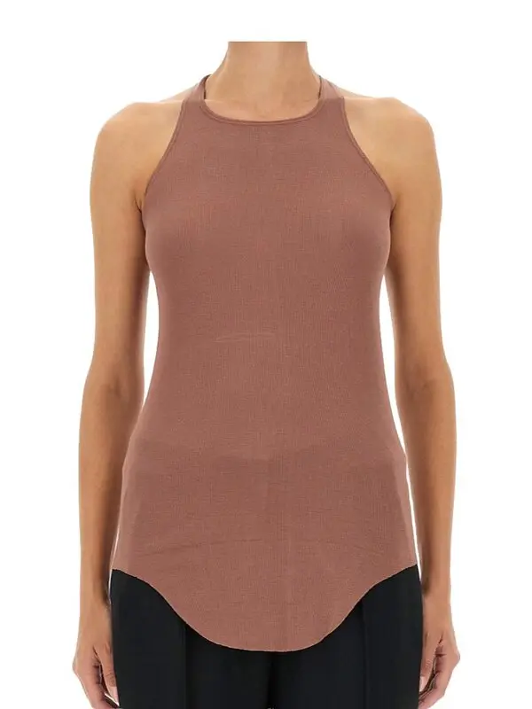 Rick Owens Round Neck Curved Hem Vest - Brown