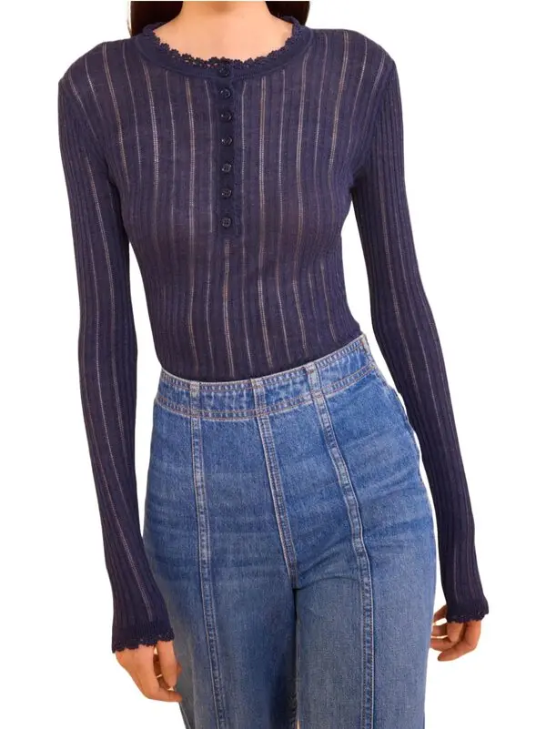 Ulla Johnson Delia Top With Crocheted Trims - Midnight