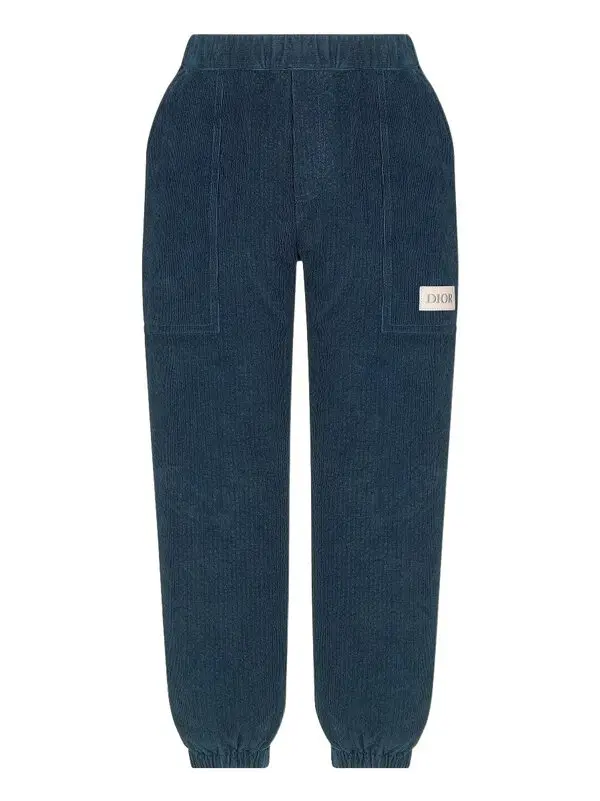 Dior Elastic Waist Casual Pants With Logo Detail - Blue