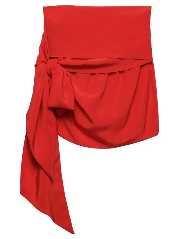 Prada Crepe De Chine Miniskirt With Bow Detail - Red