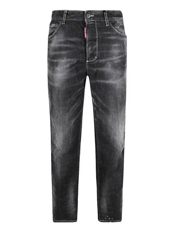 Dsquared2 Crease-effect Logo Patch Cropped Jeans - Black