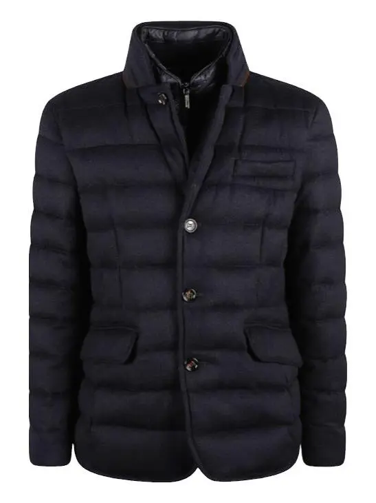 MOORER Quilted Down Jacket With Stand Collar - Black